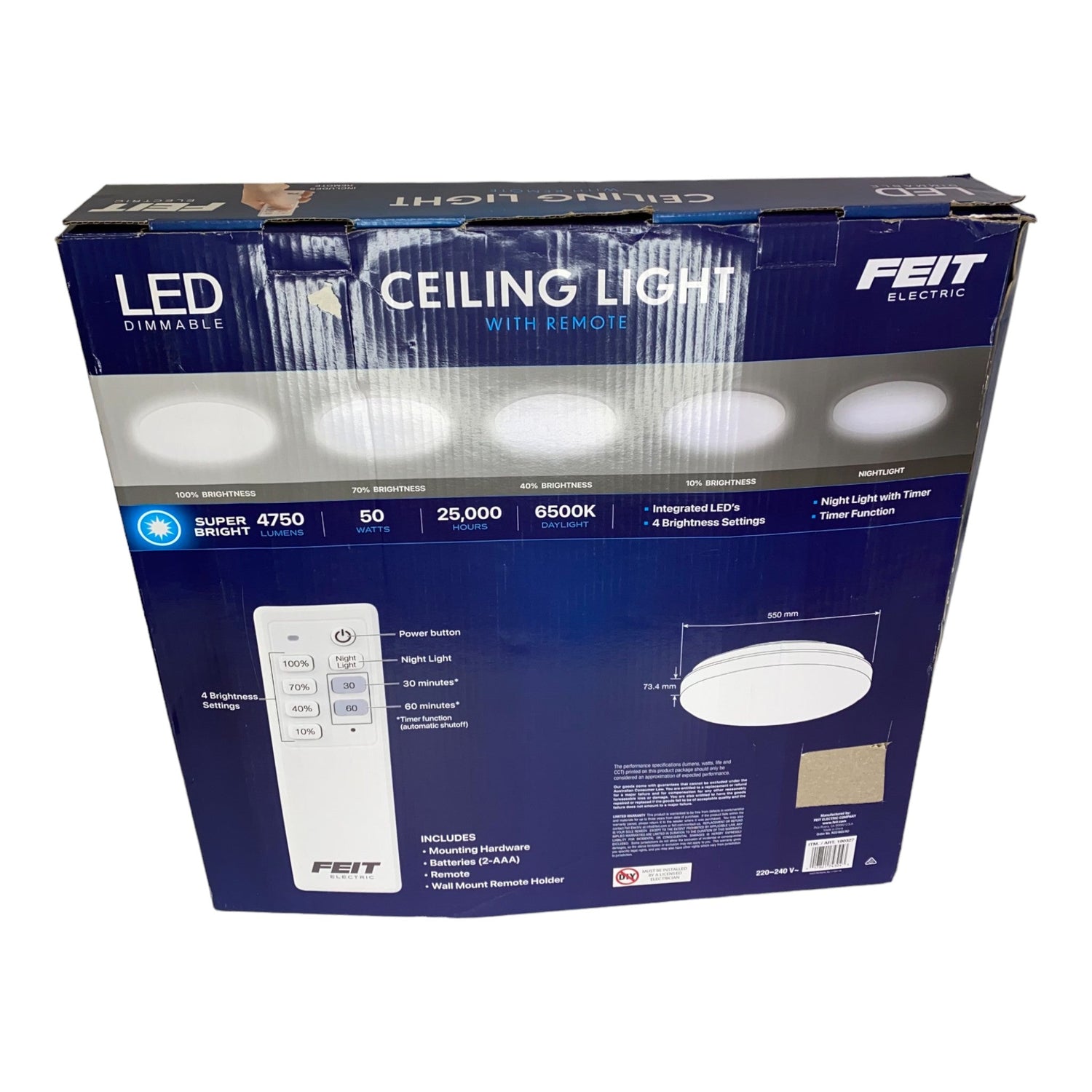 Feit Electric LED Dimmable Round Ceiling Light With Remote Control ...
