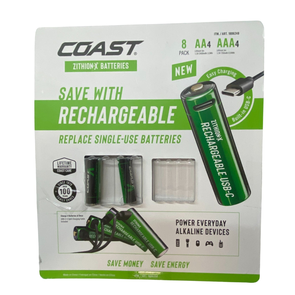 Coast USB-C ZITHION-X Rechargeable Battery Set – Supply Drop